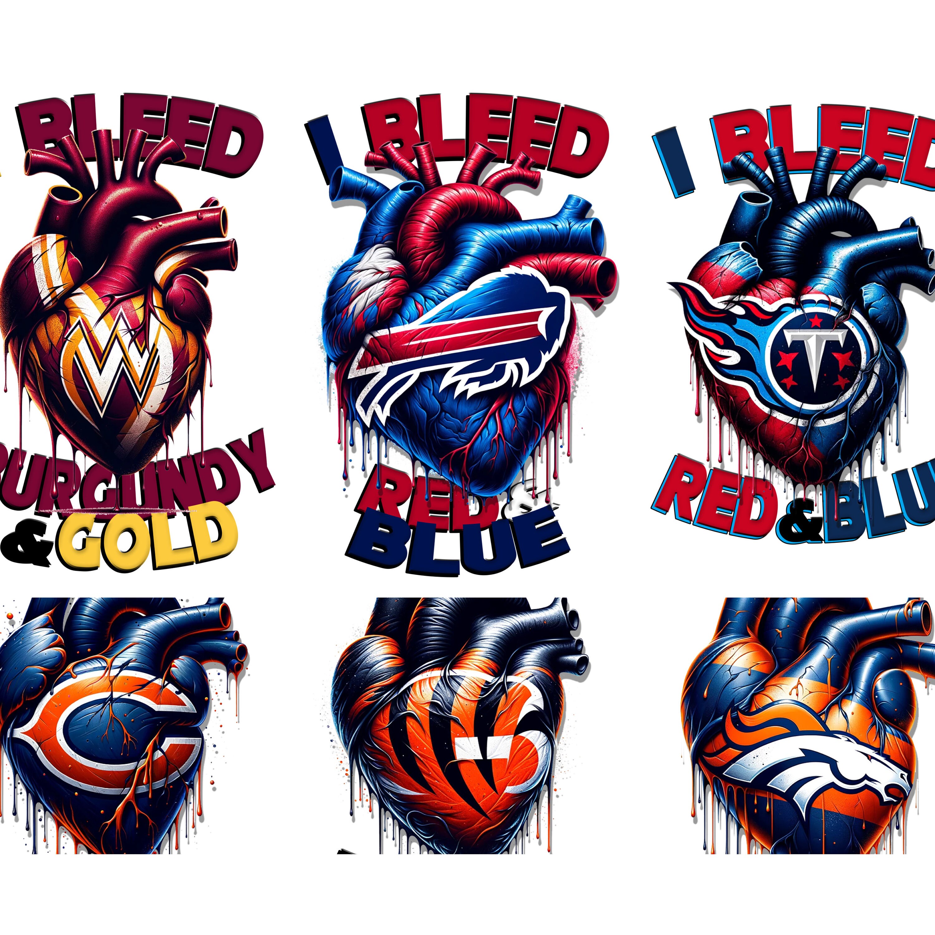 I Bleed football Edition ALL 32 Teams20oz Tumbler - Etsy