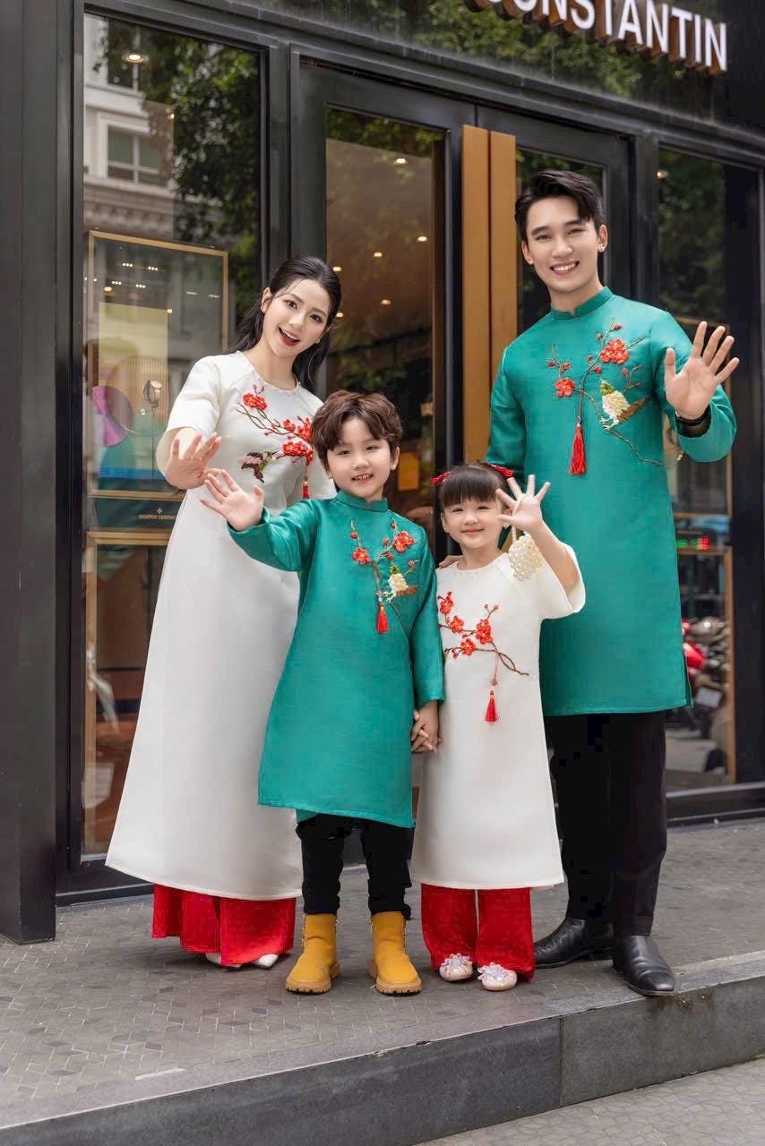 Dad and Son Matching Teal Ribbons Ao Dai Set - Etsy