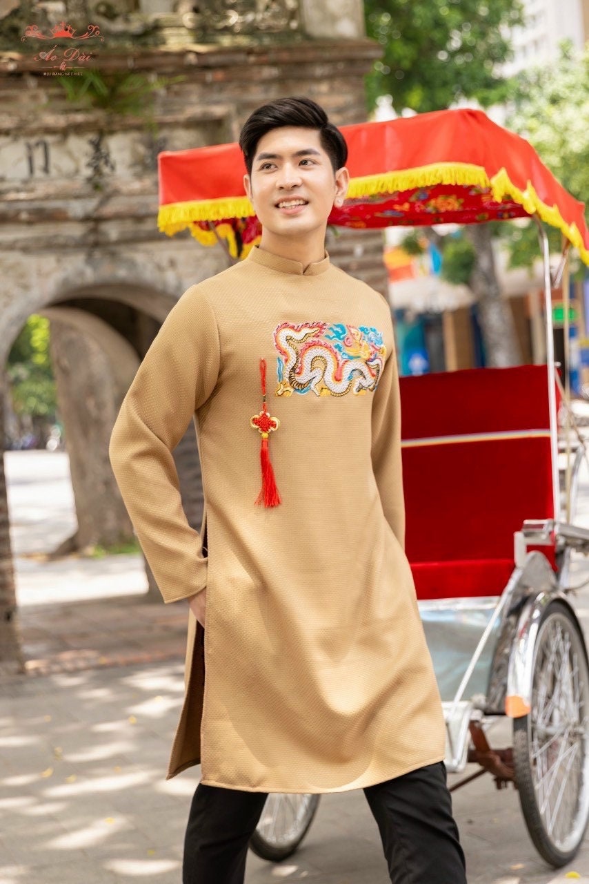 Light Brown Modern Ao Dai for Men - Etsy