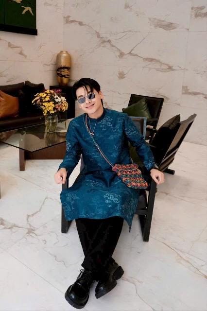 Teal Fine Embroidery Men Ao Dai - Etsy