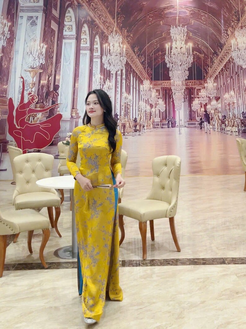 Gold Cherry Blossom Ao Dai Set - Etsy