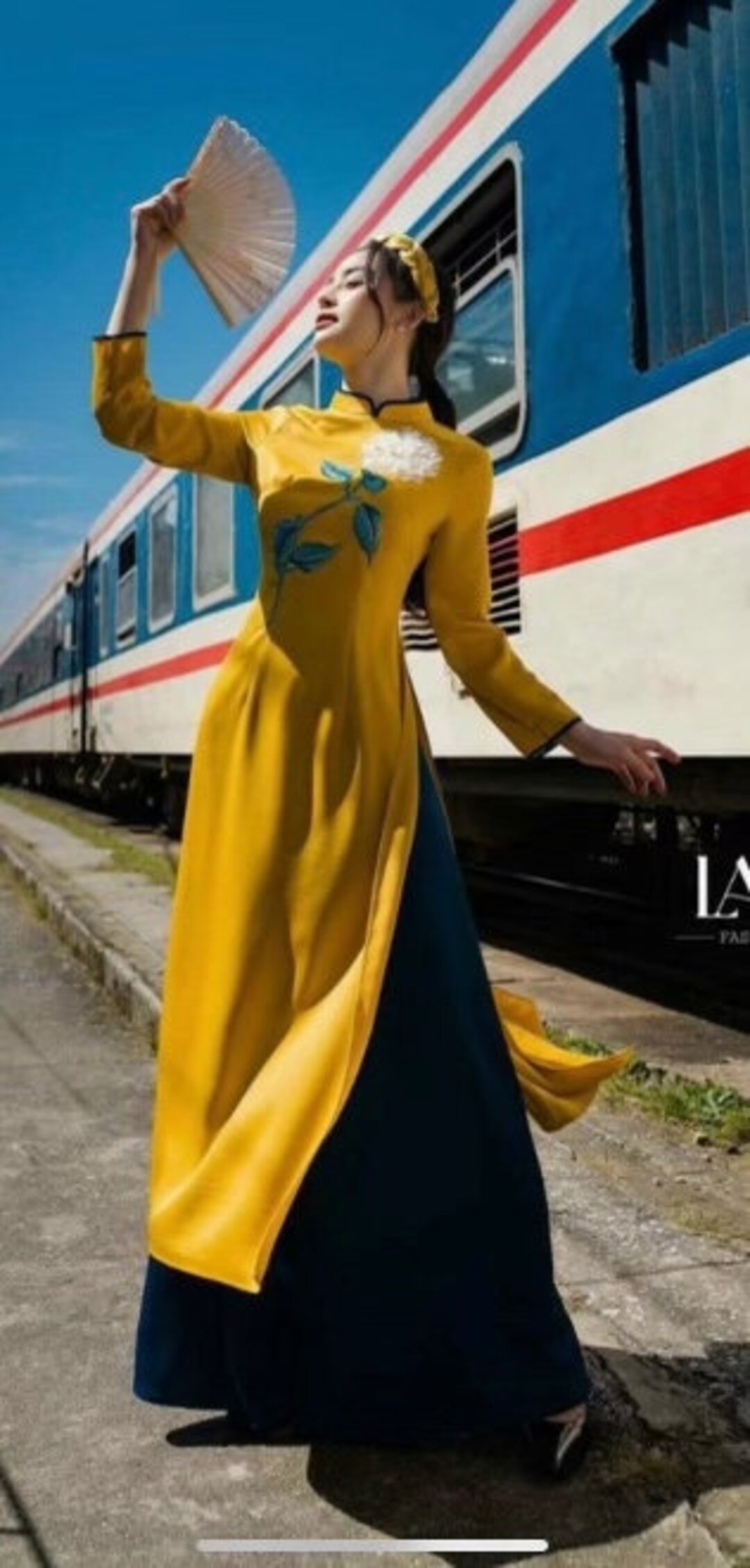 Set Ao Dai Lua Tay Thi Theu - Silk With Embroidery Hydrangea - Etsy