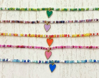 Colorful Choker Necklace, Colorful Bead Necklace, Colorful Bead Choker ...