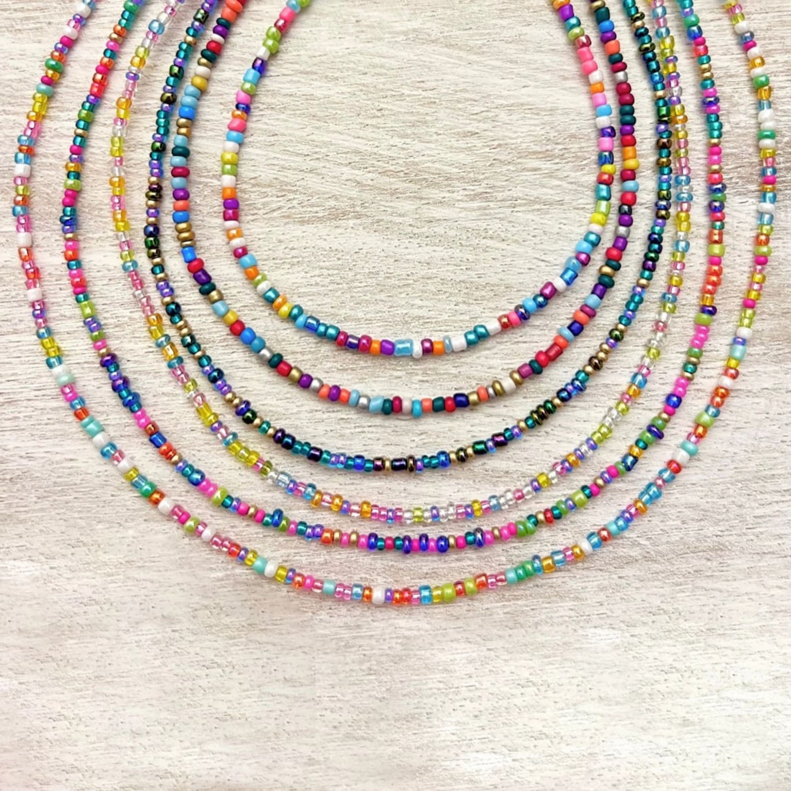 Colorful Choker Necklace, Colorful Bead Necklace, Colorful Bead Choker ...