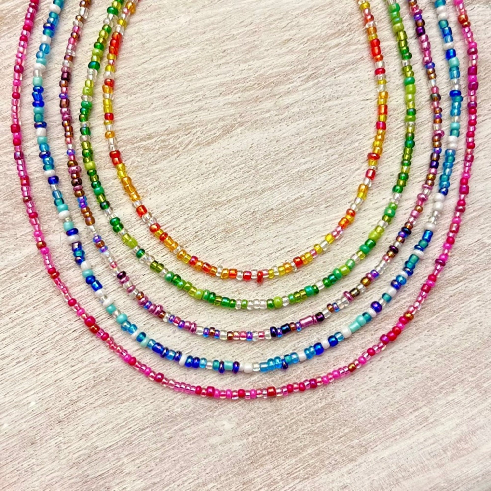 Blue Choker Necklace, Colorful Choker Necklace, Colorful Bead Necklace ...