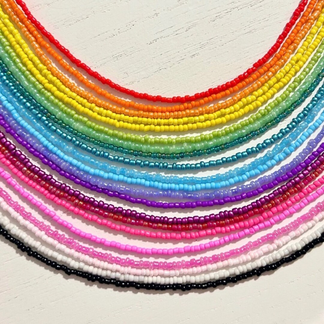 Solid Color Choker Necklace, Colorful Choker Necklace, Colorful Bead ...