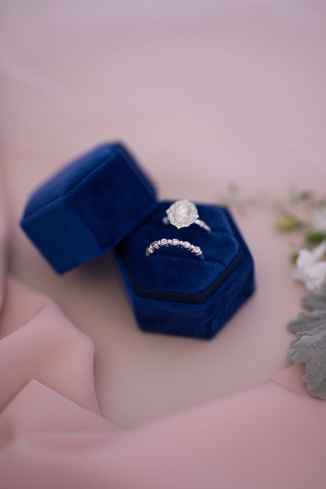 Velvet Ring Box, Hexagon Ring Box, Engagement Ring Box, Wedding Ring ...