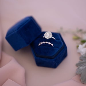 Velvet Ring Box Deep Blue | Wedding Ring Box | Jewellery Box - Etsy
