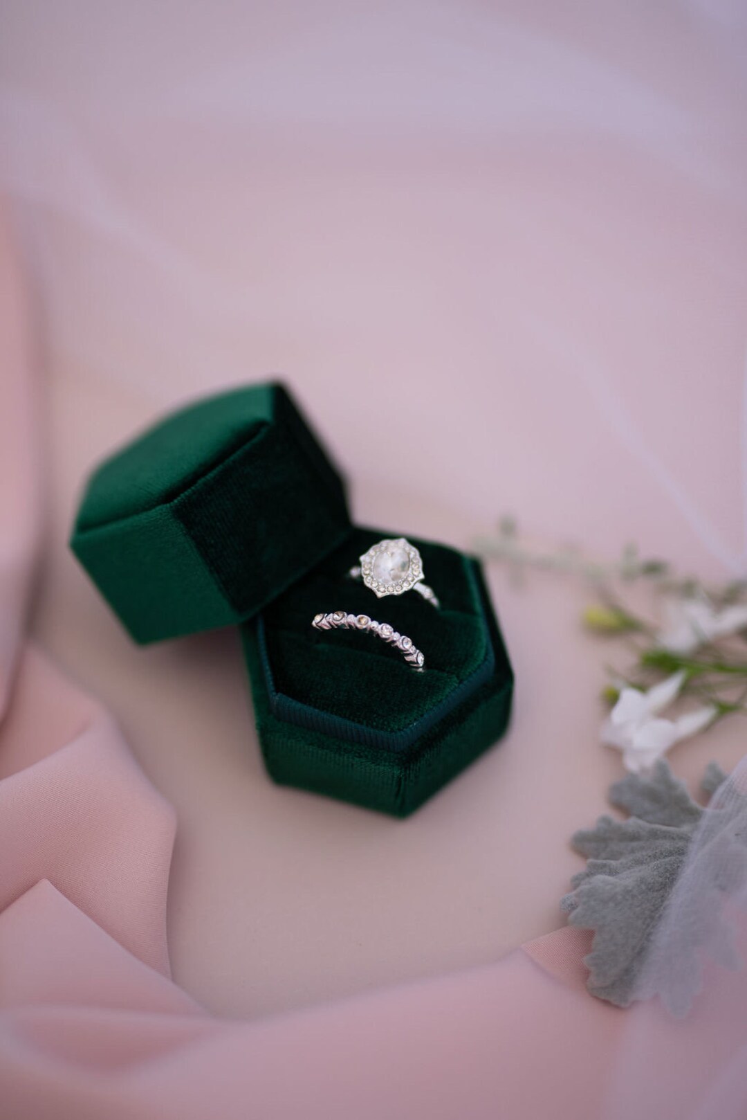 Velvet Ring Box Forest Green | Wedding Ring Box | Jewellery Box - Etsy