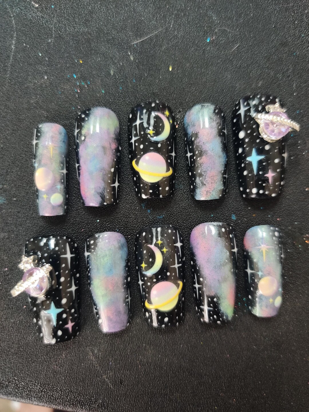 Outer Space Starry Night Press on Nails - Etsy