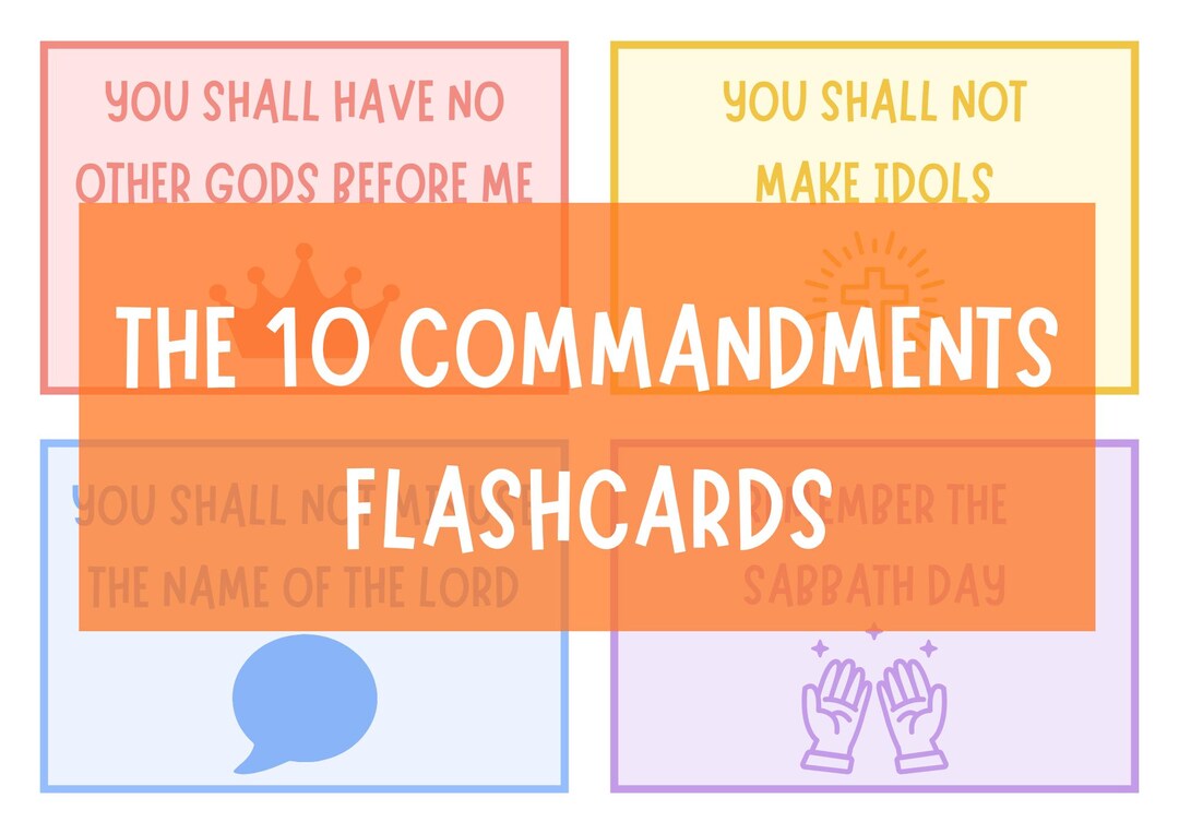 The 10 Commandments Flashcards - Christian Printable for Kids - Etsy