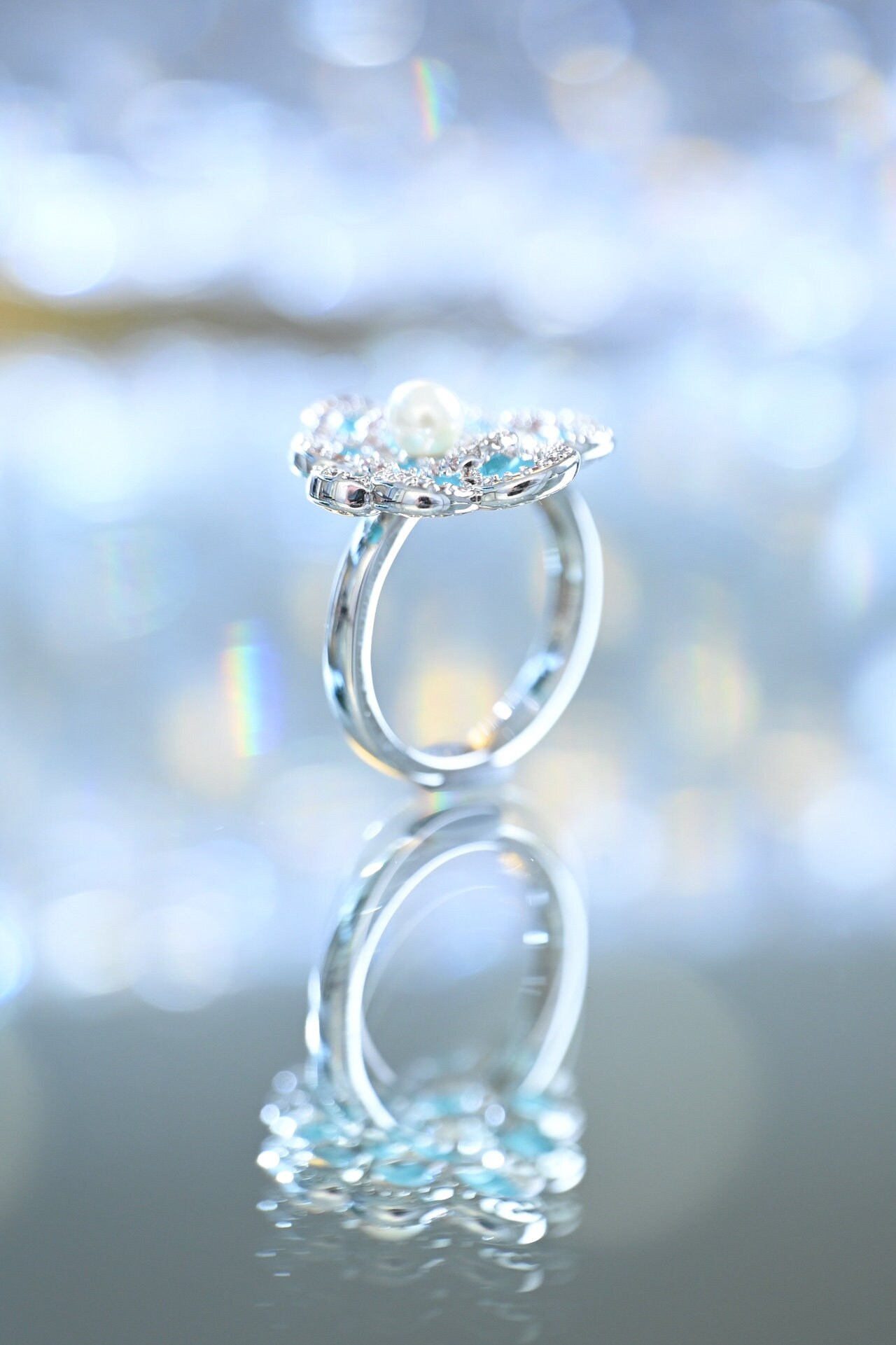 Stylish Enamel Tiffany Blue Ring, Ring With the Beehive of Love&summer Macaron, Ring With 100% ...