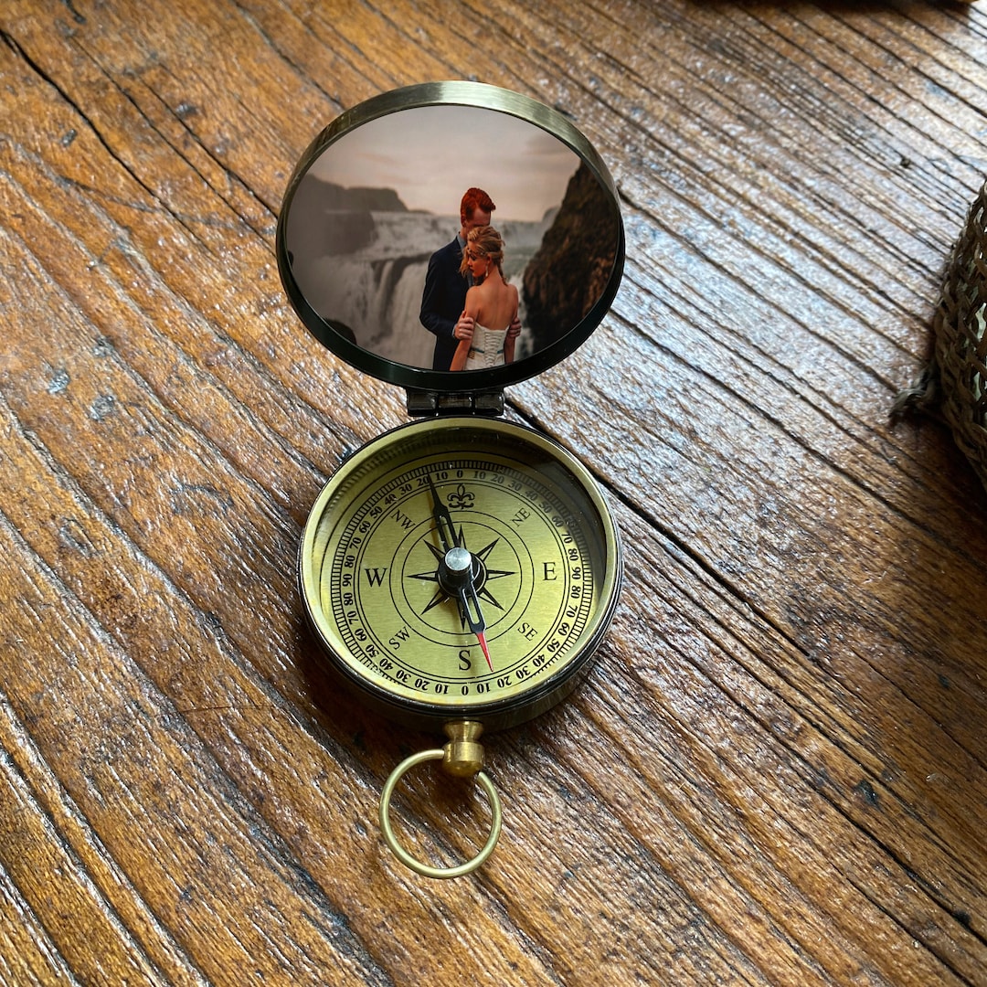 Personalized Working Compass With Photo Engraving, Custom Ancient ...