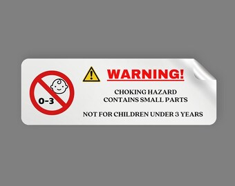 Toy Warning Labels Not Suitable for Children Under Three Years Stickers ...