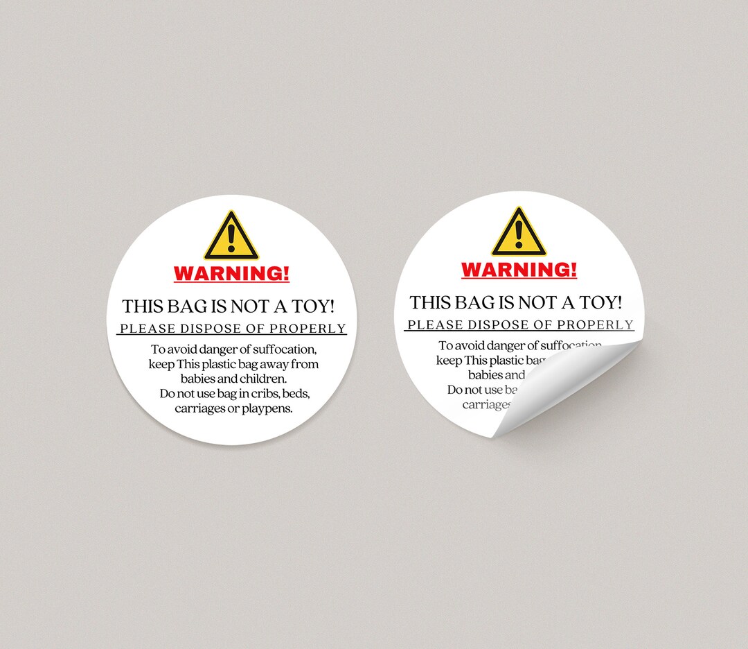 Suffocation Warning Labels, Round Business Warning Stickers, Cellophane ...