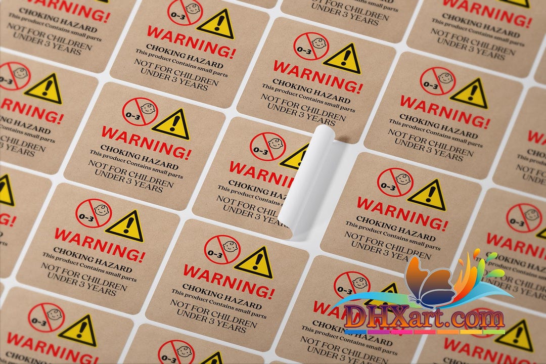 Biodegradable Kraft Brown Small Parts Warning Stickers | Warning Labels ...