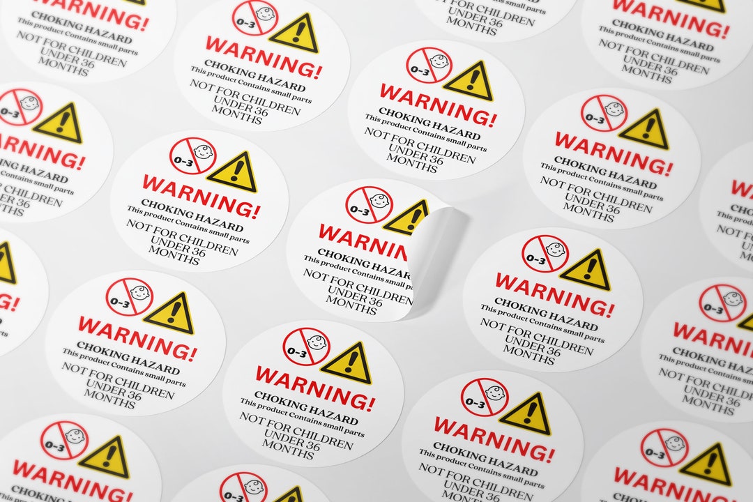 Choking Hazard Sticker Not for Children Under 3, Business Warning Label ...