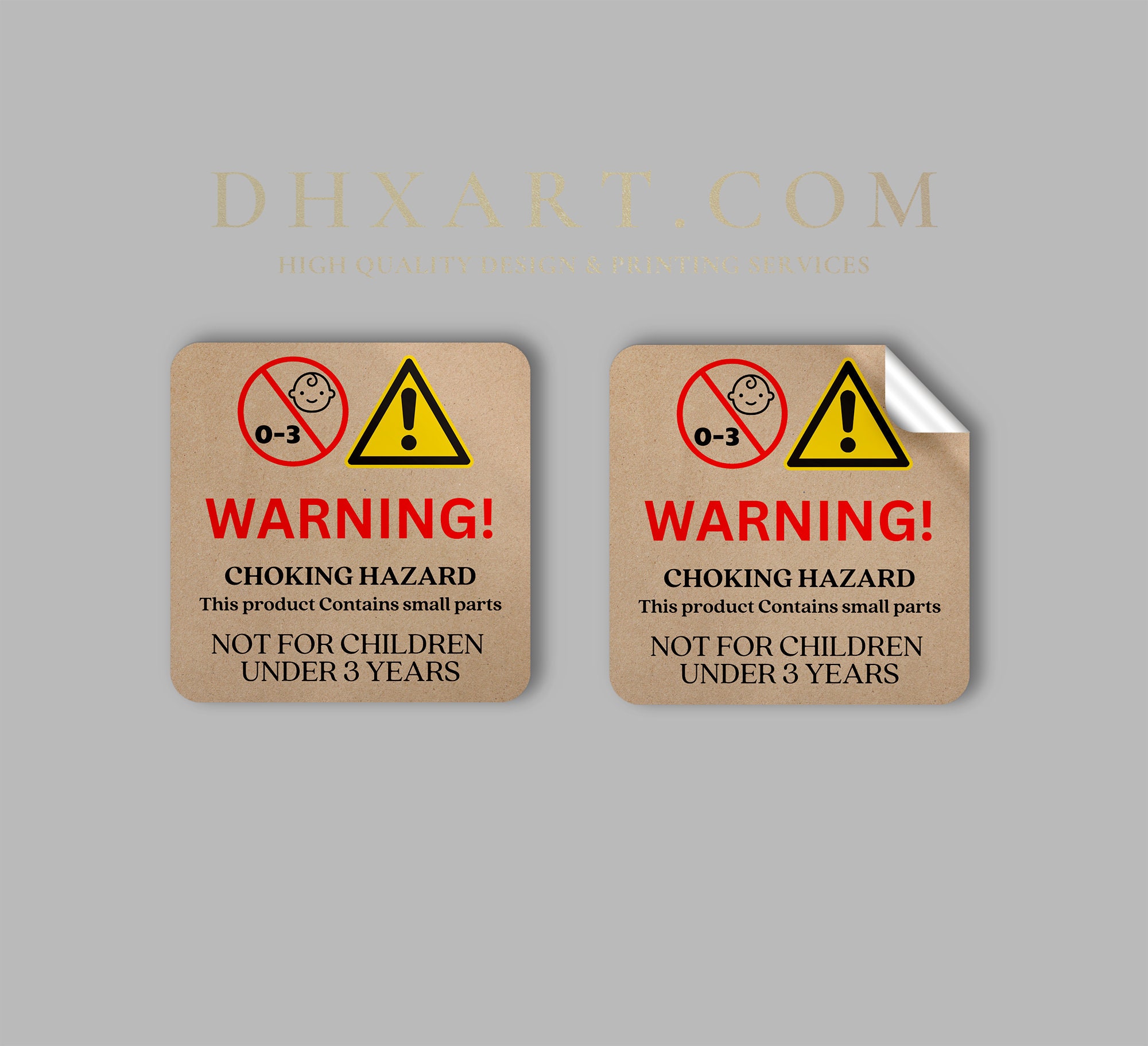 Biodegradable Kraft Brown Small Parts Warning Stickers Warning Labels ...