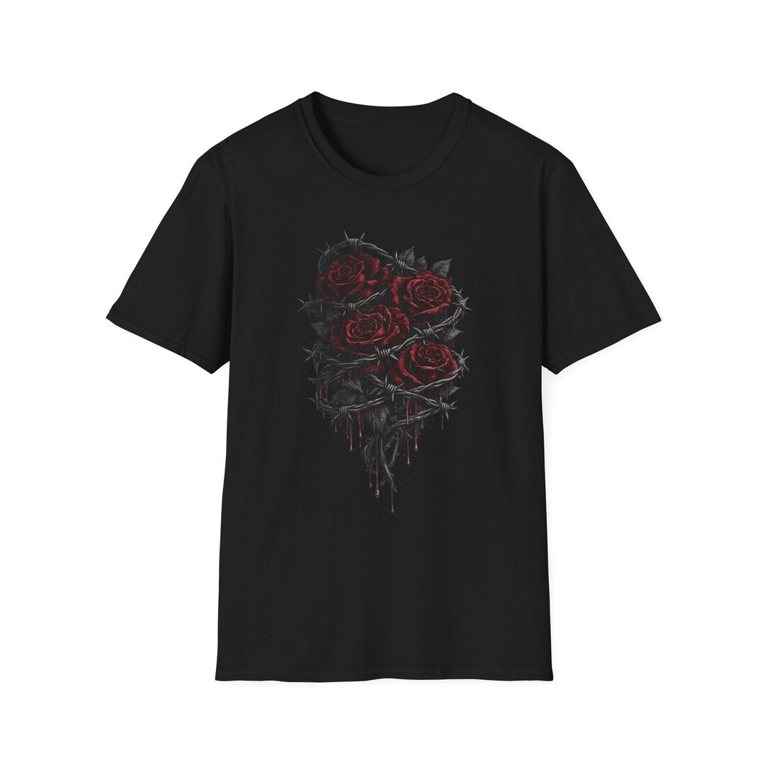 Red Drip Roses Shirt Dark Gothic Streetwear Graphic Tee - Etsy