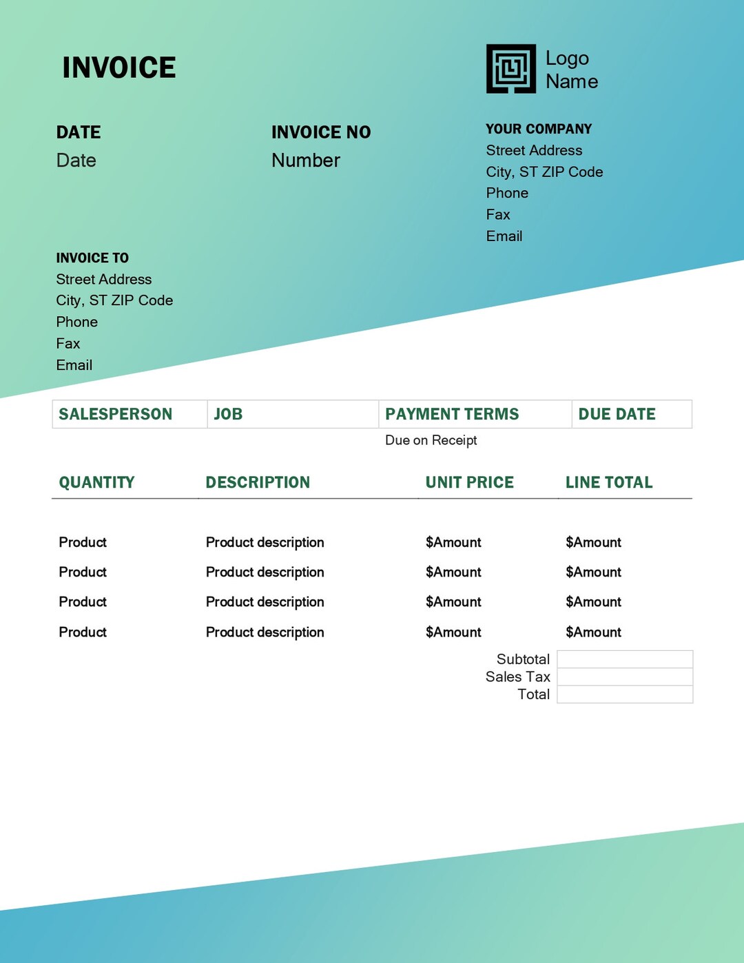 Multiple Invoice Templet/ Format - Etsy