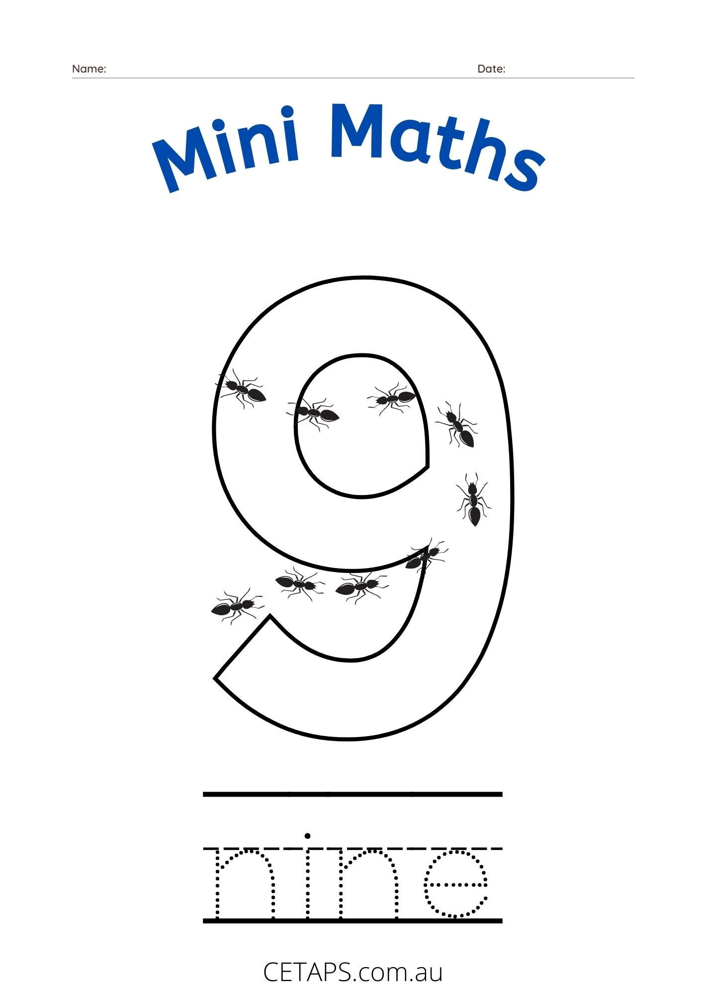 Mini Maths Set of 10 Colouring Pages, Numeracy/literacy for Early ...