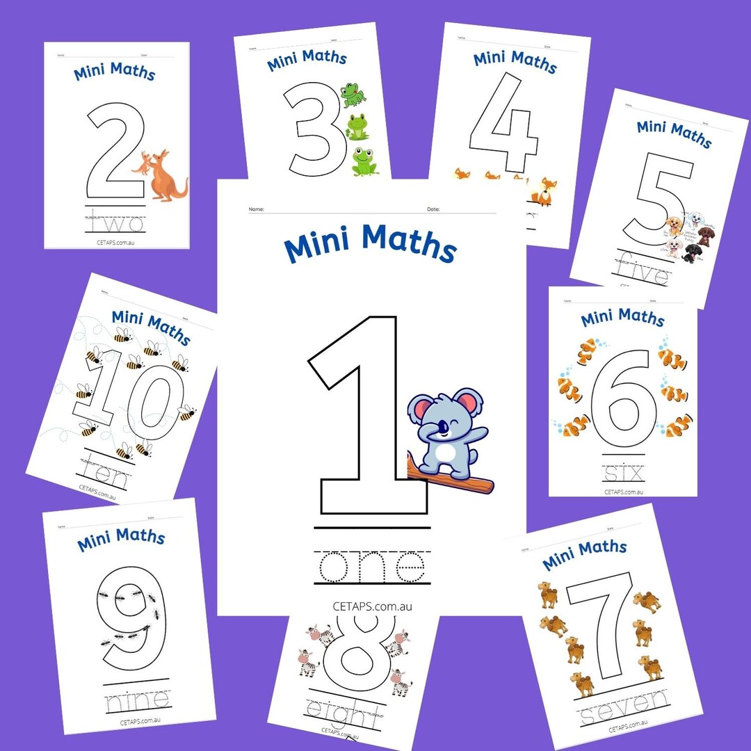 Mini Maths Set of 10 Colouring Pages, Numeracy/literacy for Early ...