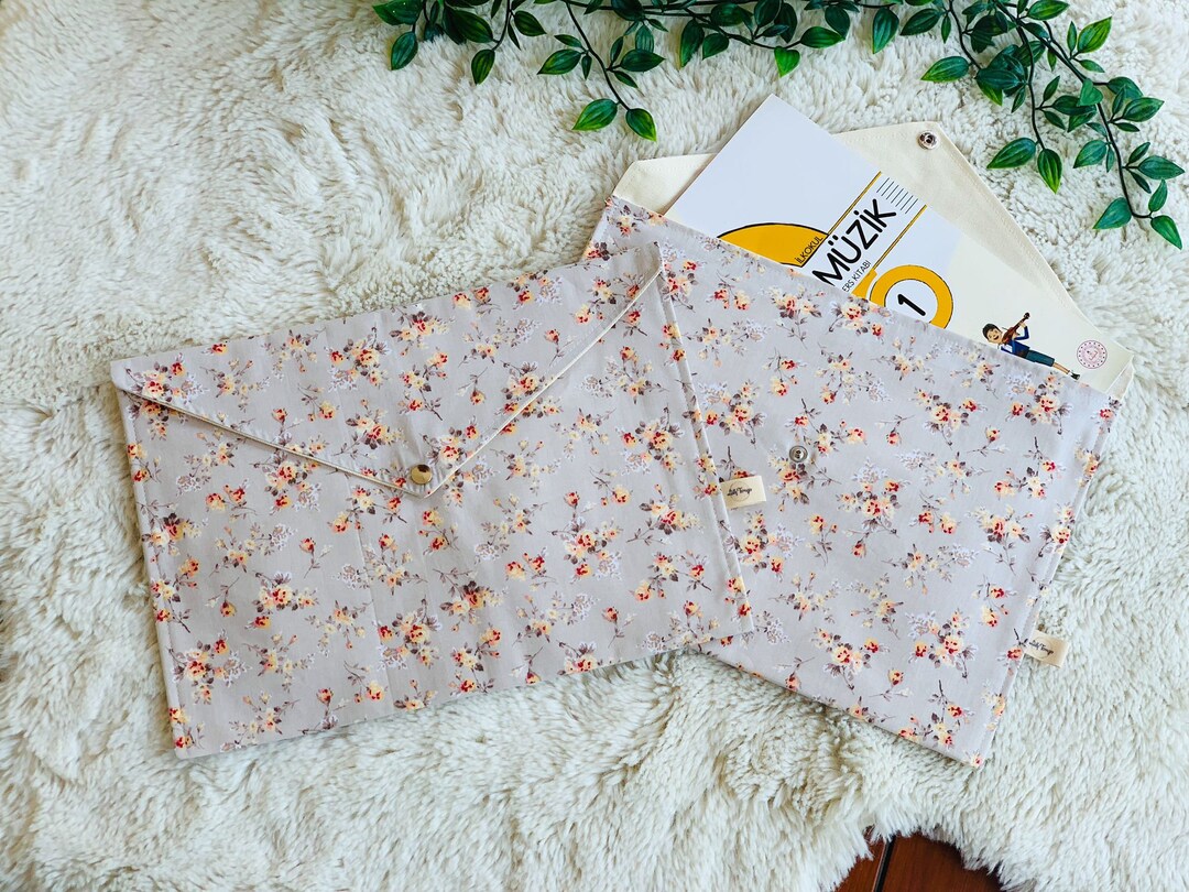 Floral Beige Fabric File Holder: A4 Document Bag, Laptop Case - Etsy