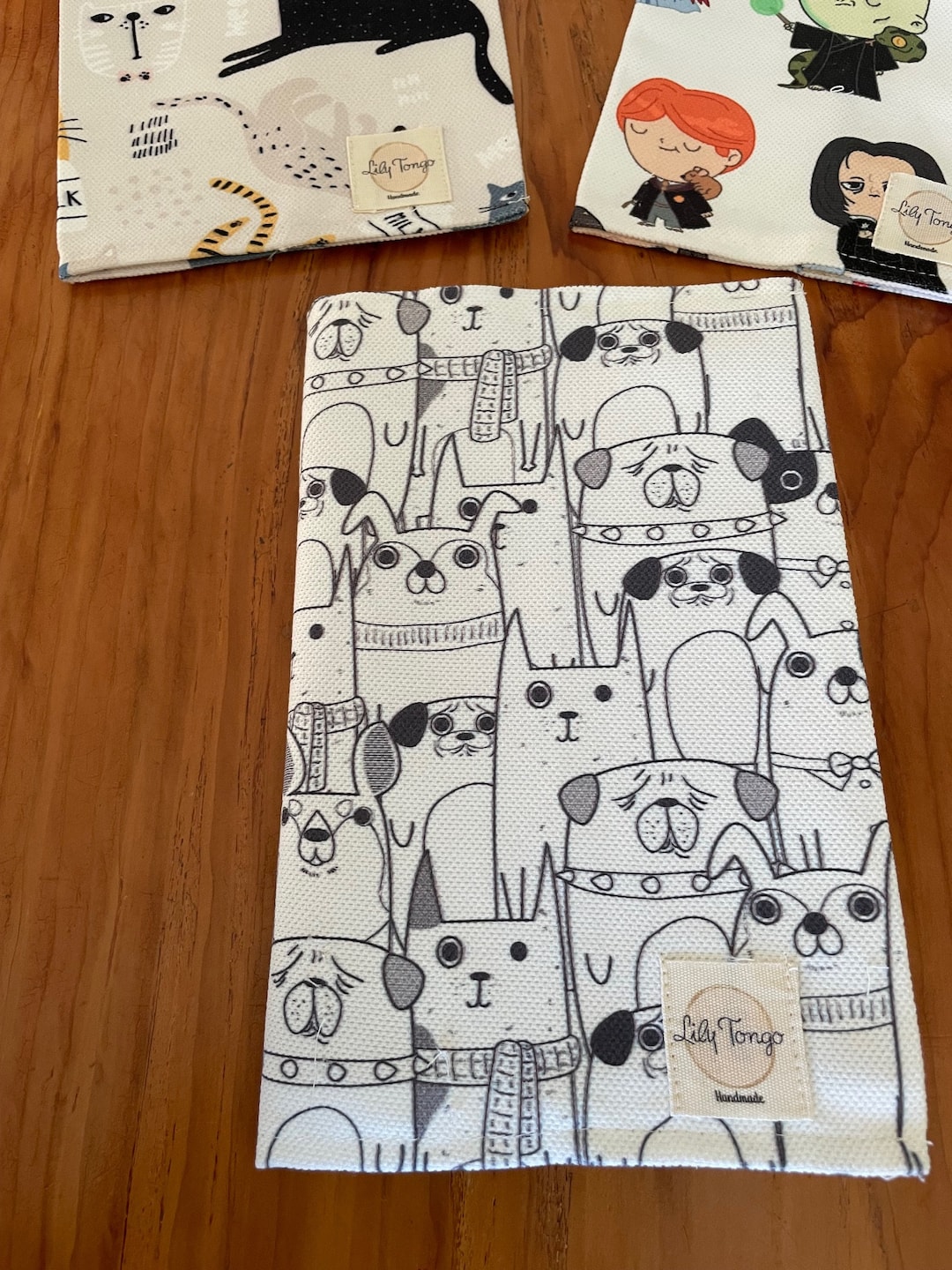 Cute Dogs Book Sleeve, Small Book Cover, Reusable Book Protector, Book ...