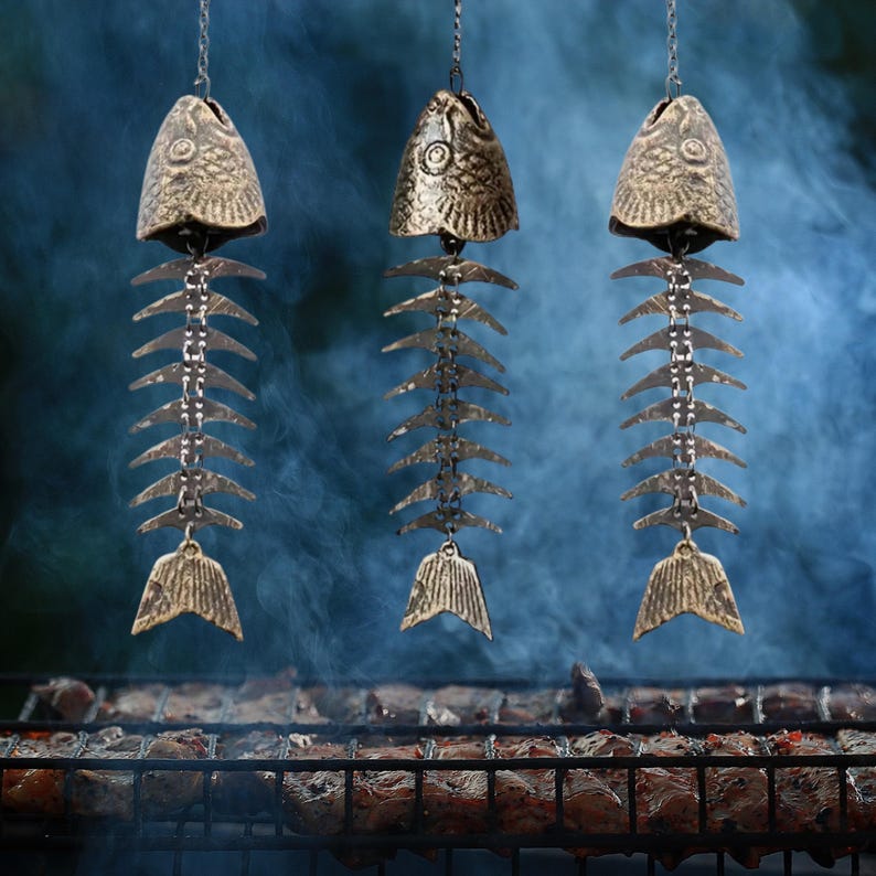 Fish Bone Windchime, Fishing Gifts for Men, Father’s Day Rustic Metal ...