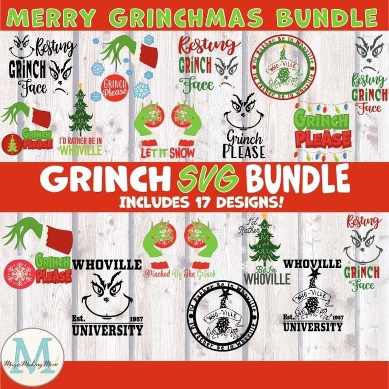 Grinch Svg Bundle Merry Grinchmas Bundle Whoville - Etsy