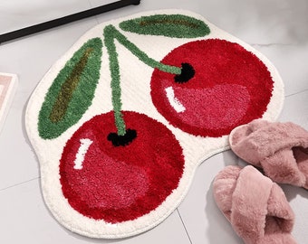 Cute Cherry Rug 24in X 20in Washable Kitchen Mat Living - Etsy