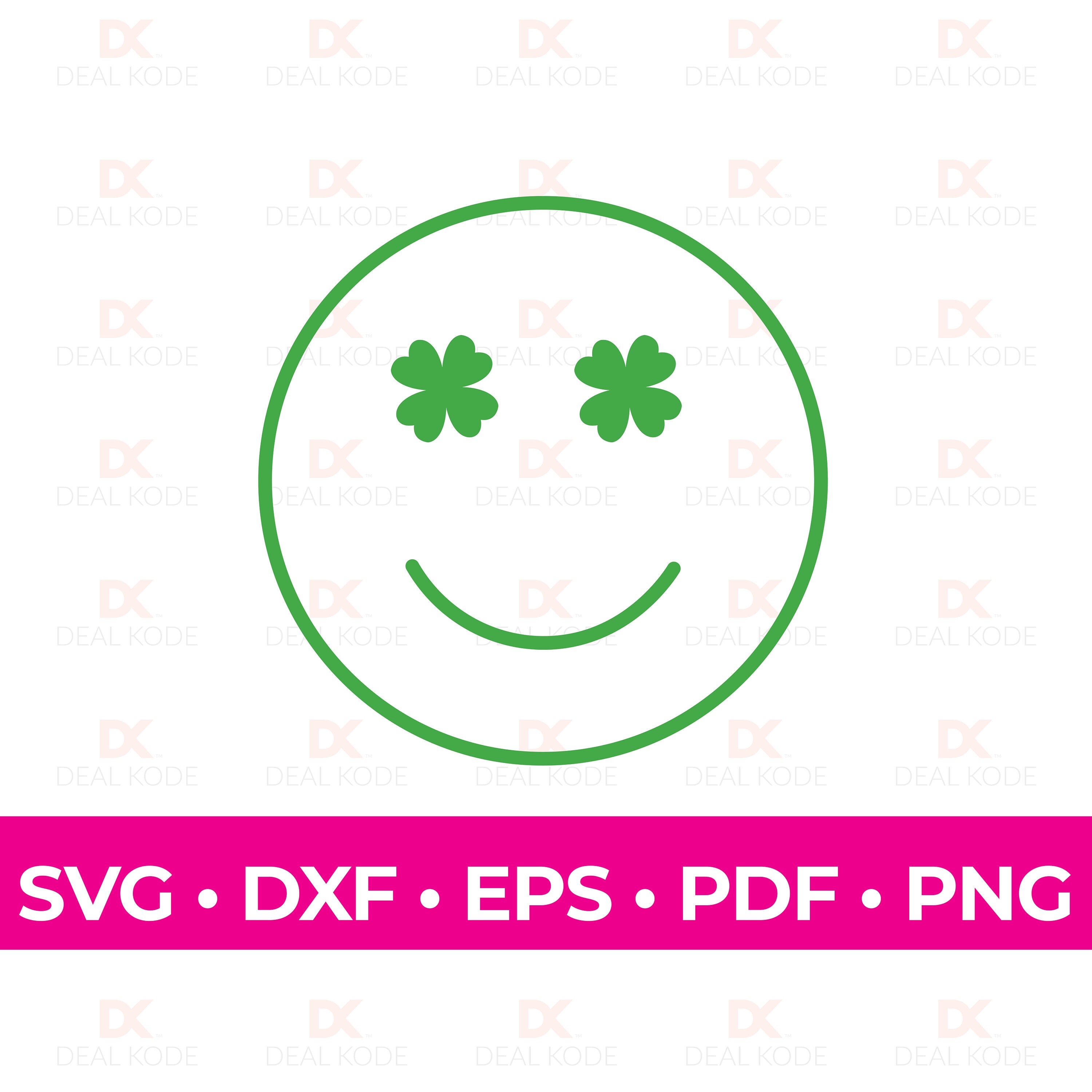 Smiley Clover SVG, St Patricks Day SVG, Four Leaf Clover SVG, Irish Svg ...