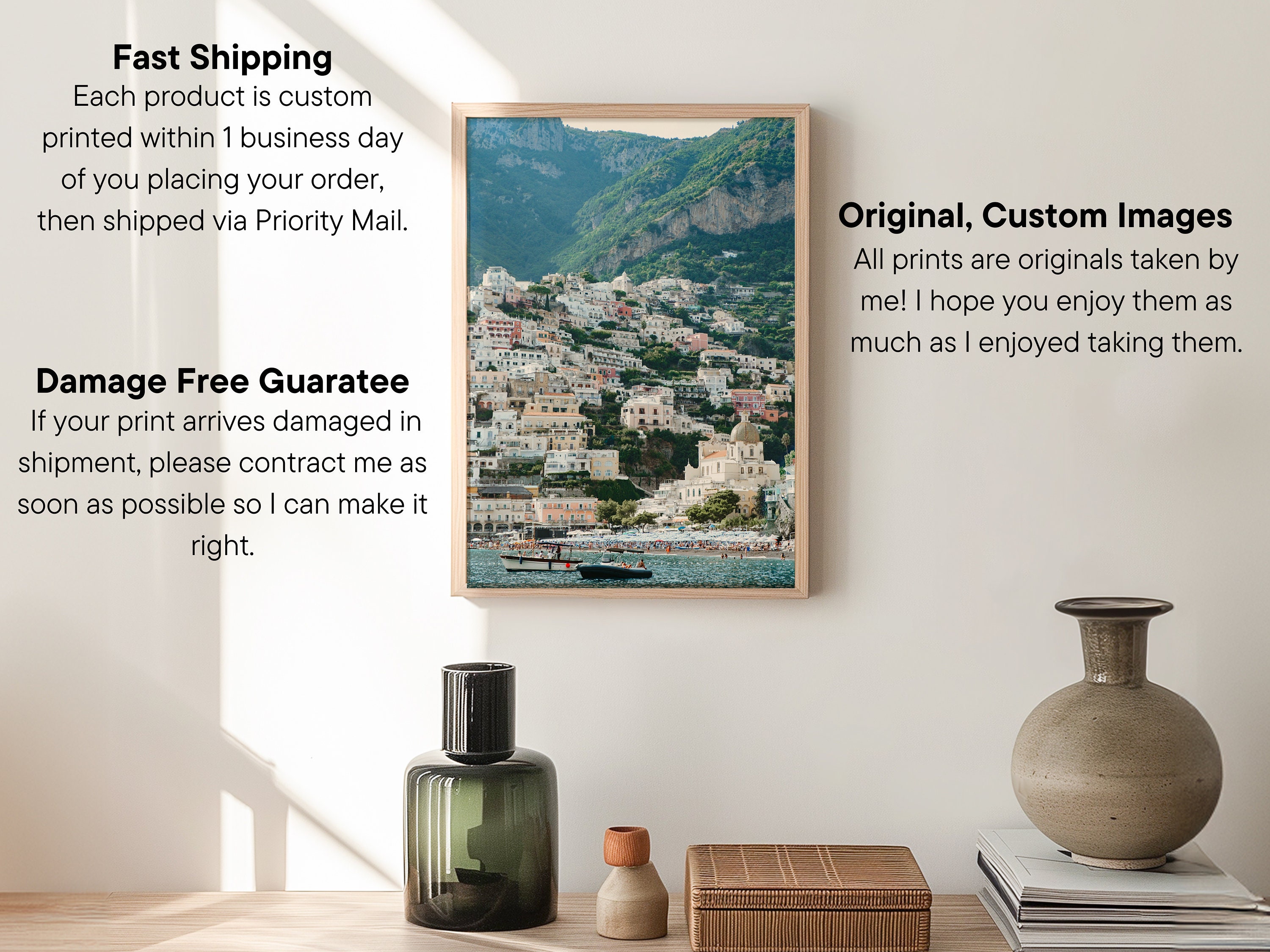 Italian Summer Positano Style Photo Print, Amalfi Coast & Capri Island ...