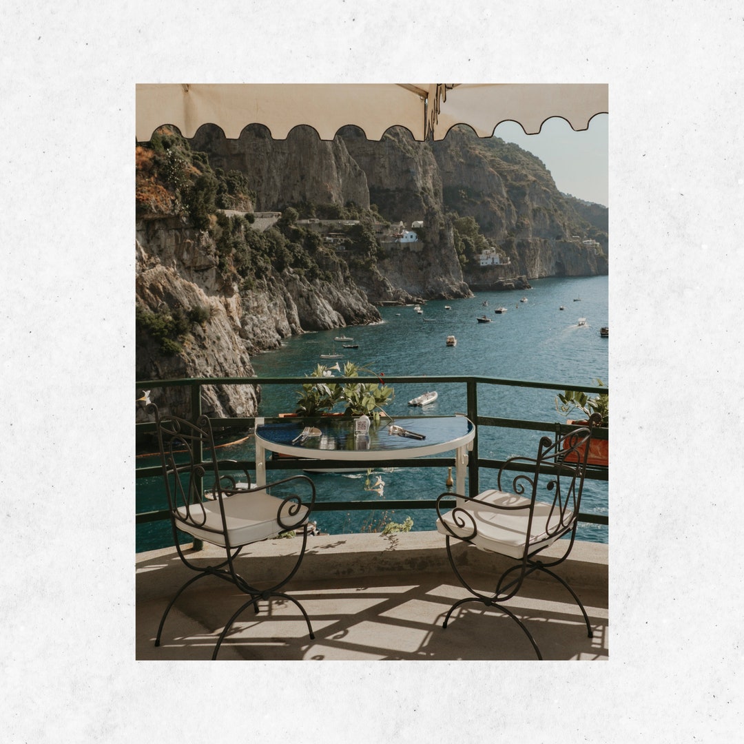 Positano Summer Italian Beach Front Cafe Print Italy Art Print, Capri ...