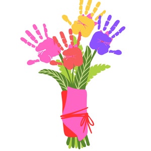 Flower Handprint Craft, Printable, Art | Mom, Grandma Handprint, Gift ...