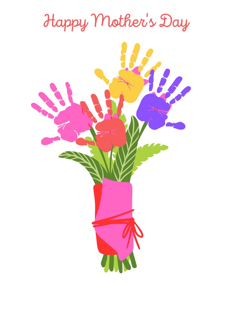 Flower Handprint Craft, Printable, Art | Mom, Grandma Handprint, Gift ...