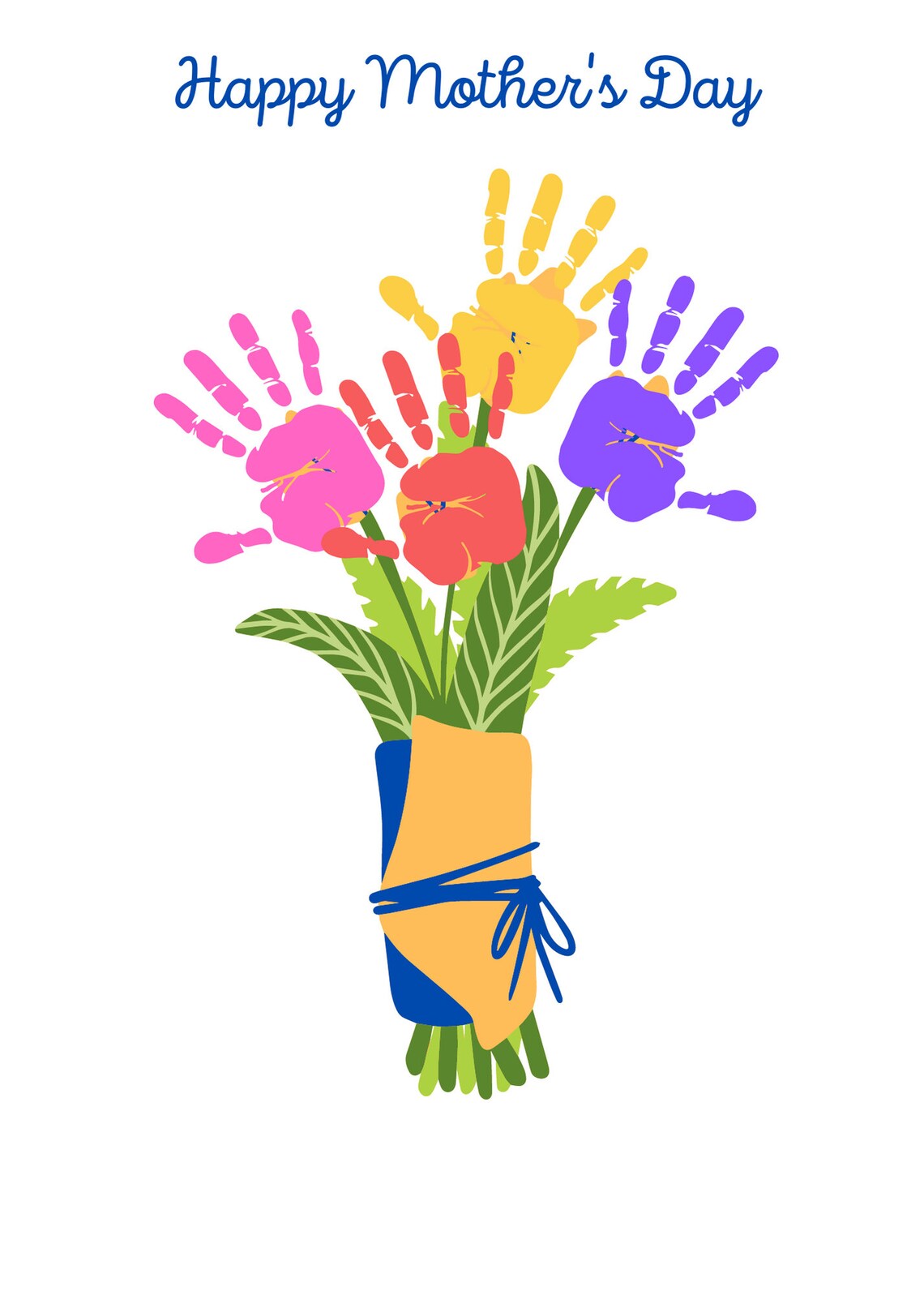 Flower Handprint Craft, Printable, Art | Mom, Grandma Handprint, Gift ...