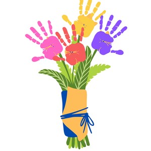 Flower Handprint Craft, Printable, Art | Mom, Grandma Handprint, Gift ...