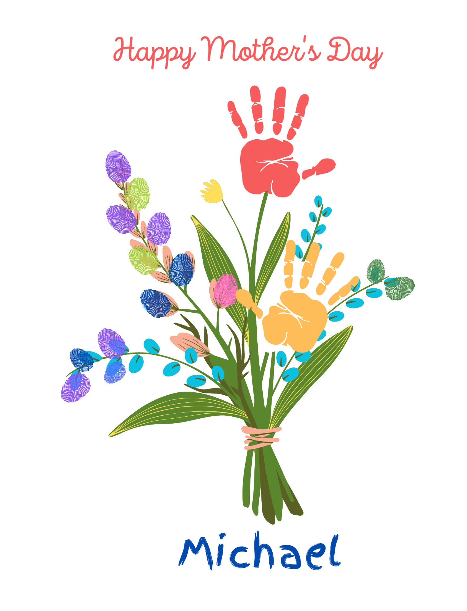 Flower Handprint Craft, Printable, Art | Mom, Grandma Handprint, Gift ...