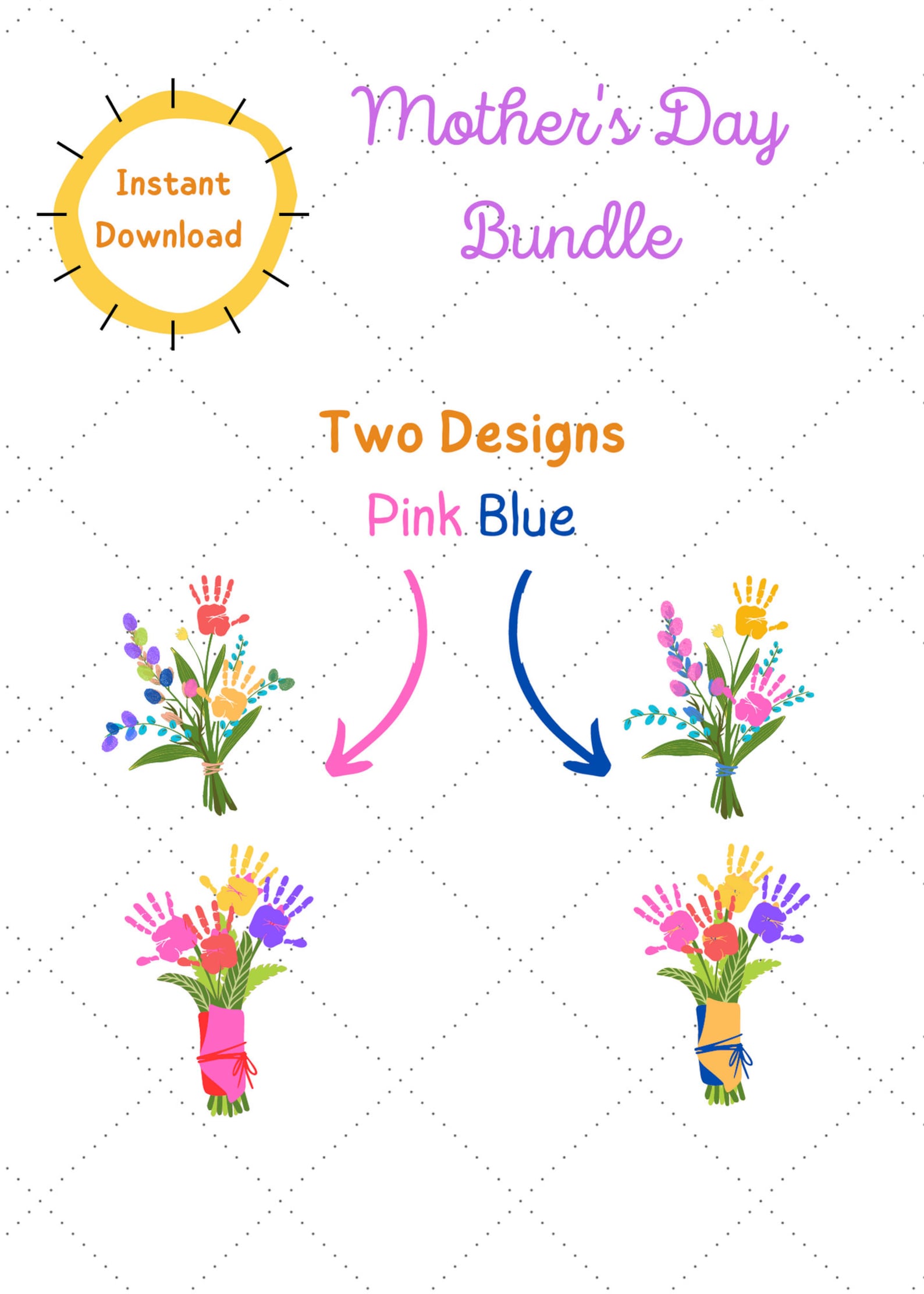 Flower Handprint Craft, Printable, Art | Mom, Grandma Handprint, Gift ...