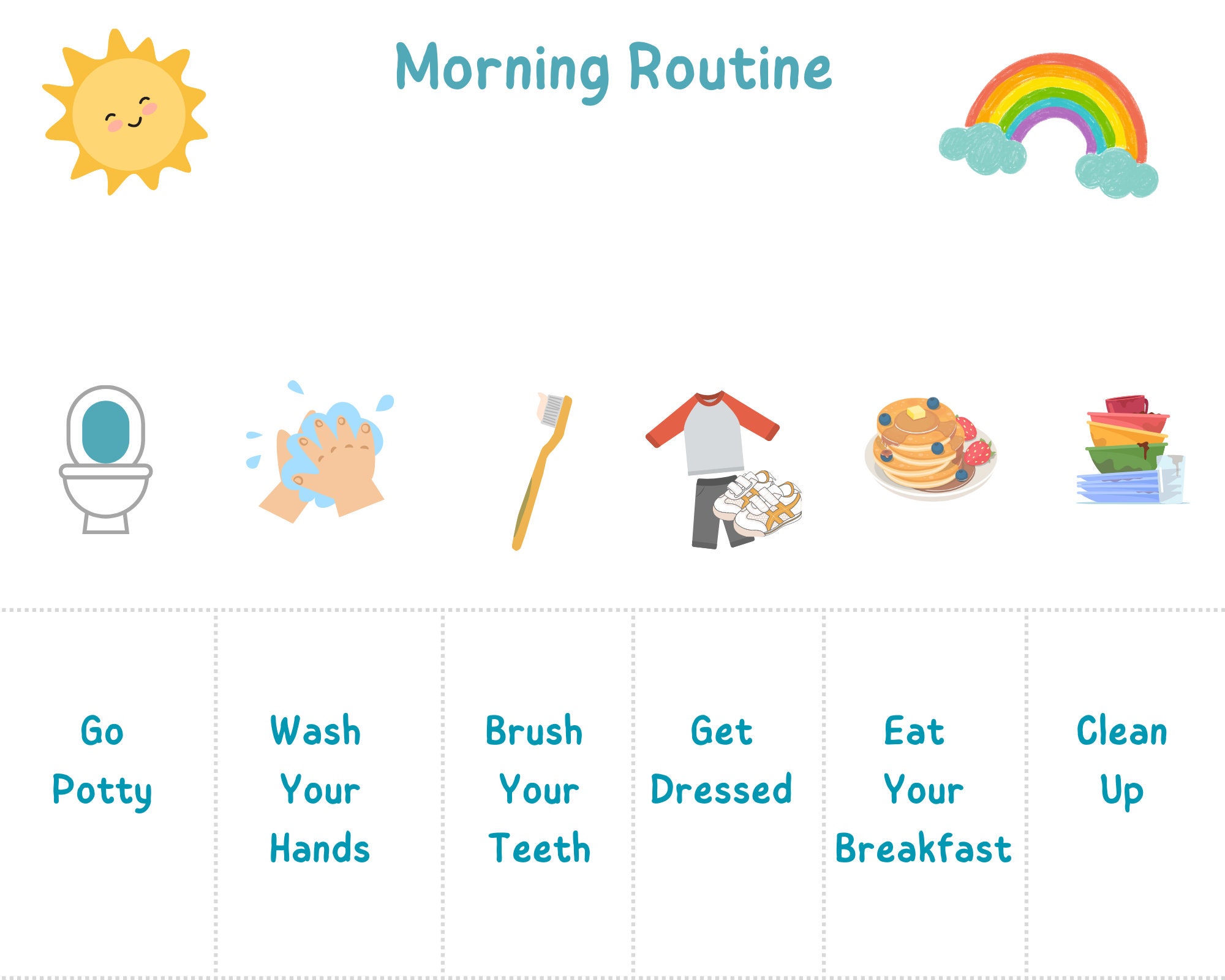 Kid's Daily Routine Chore Chart, Printable Visual Routine, Kids Daily ...