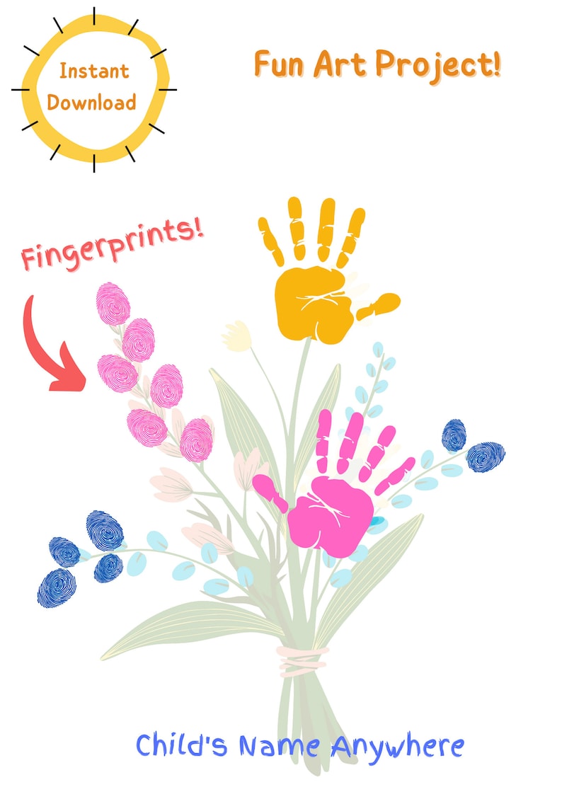 Flower Handprint Craft, Printable, Art | Mom, Grandma Handprint, Gift ...