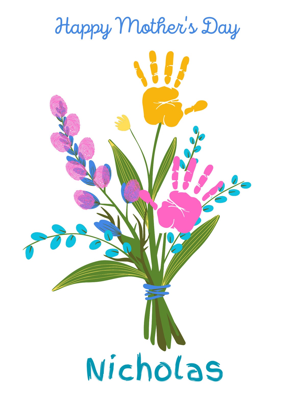 Flower Handprint Craft, Printable, Art | Mom, Grandma Handprint, Gift ...