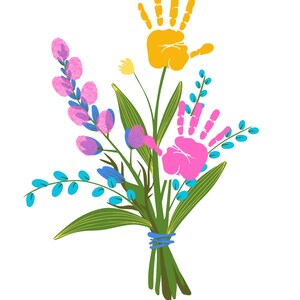 Flower Handprint Craft, Printable, Art | Mom, Grandma Handprint, Gift ...