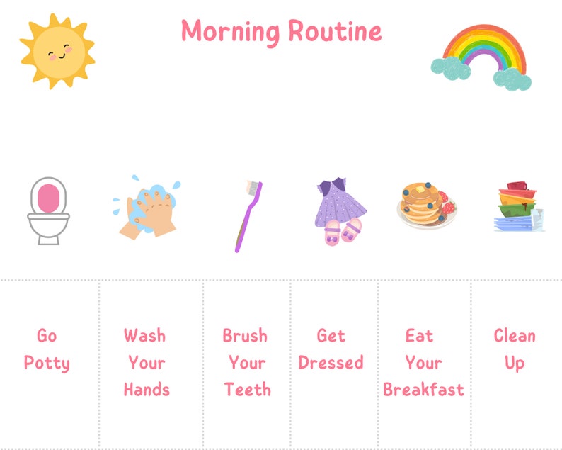 Kid's Daily Routine Chore Chart, Printable Visual Routine, Kids Daily ...