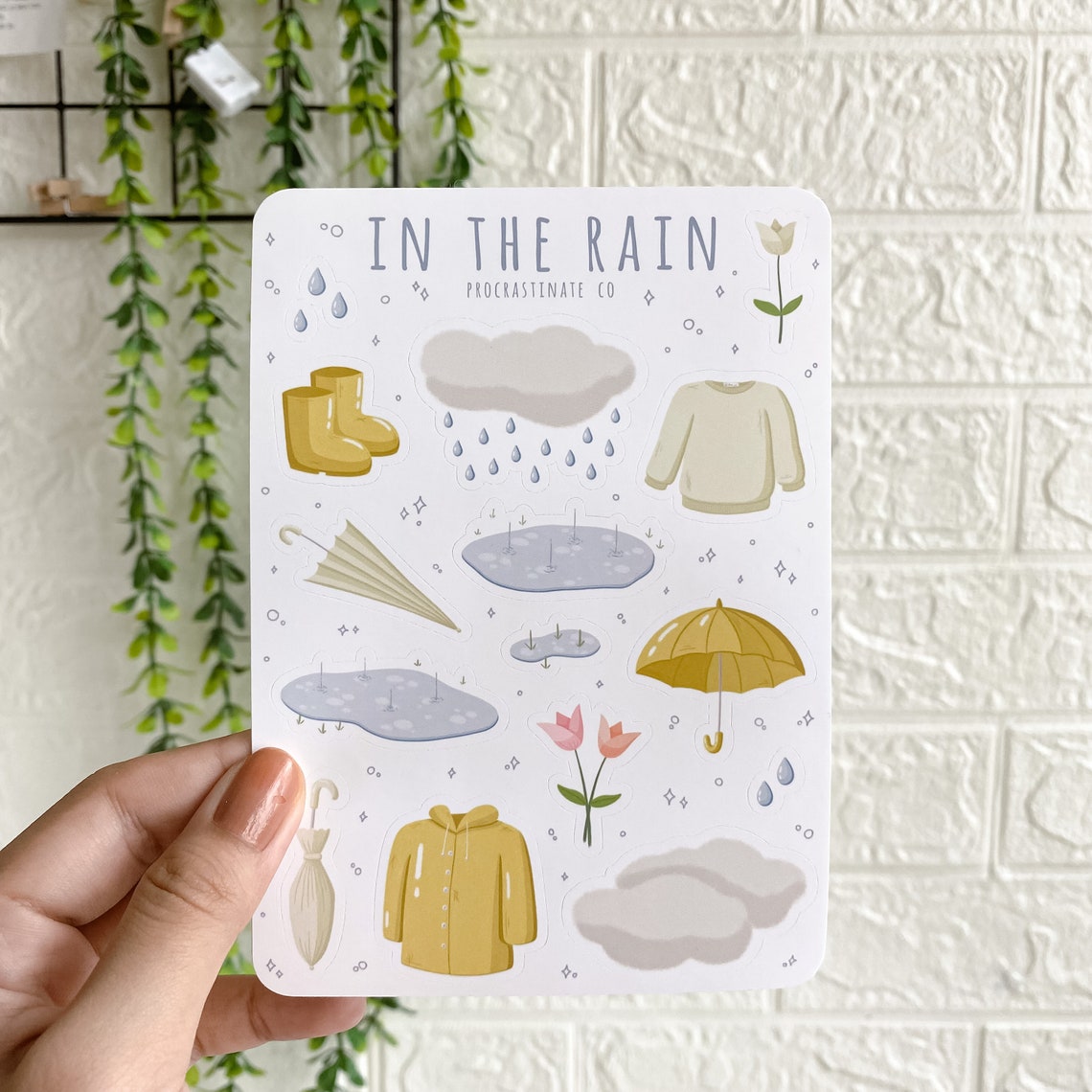 In the Rain Stickers Sheet for Bullet Journal Scrapbooks - Etsy