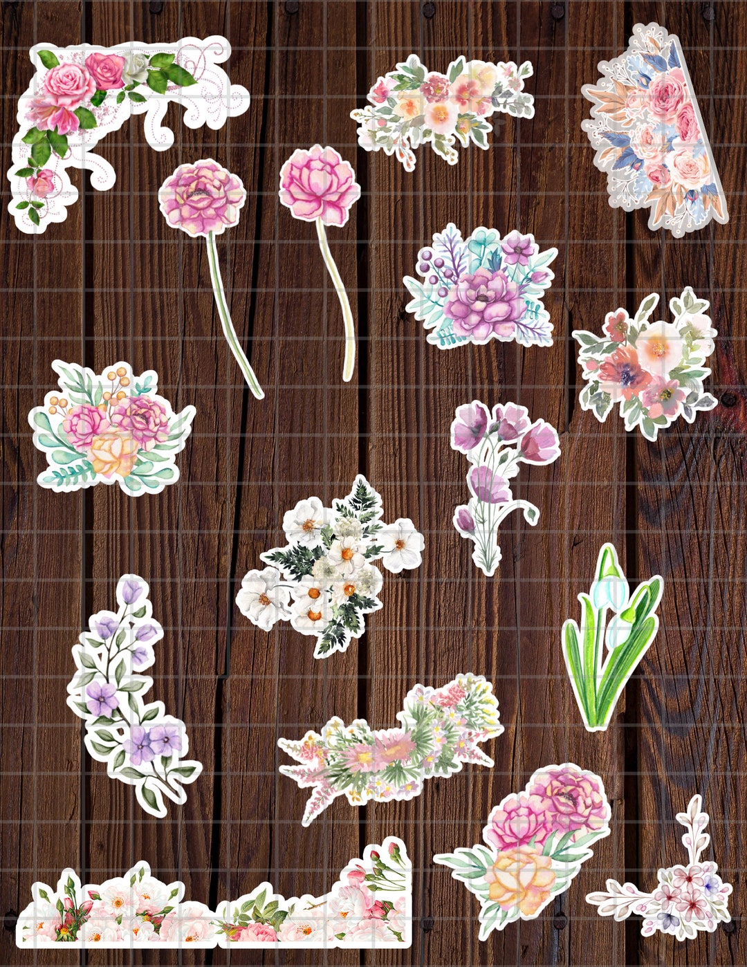Printable Digital Flower Sticker - Etsy