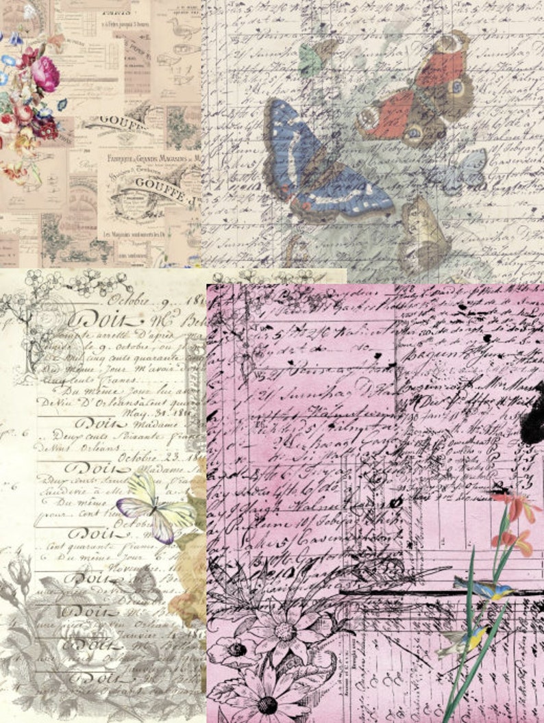 Ephemera Backgrounds With Writing Overlays - Etsy