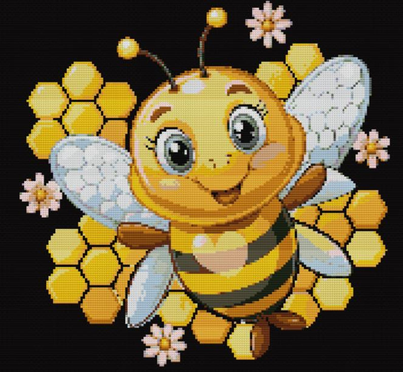 Cross Stitch Bee and Honey, Bee Cross Stitch, Honey Cross Stitch, Comb ...