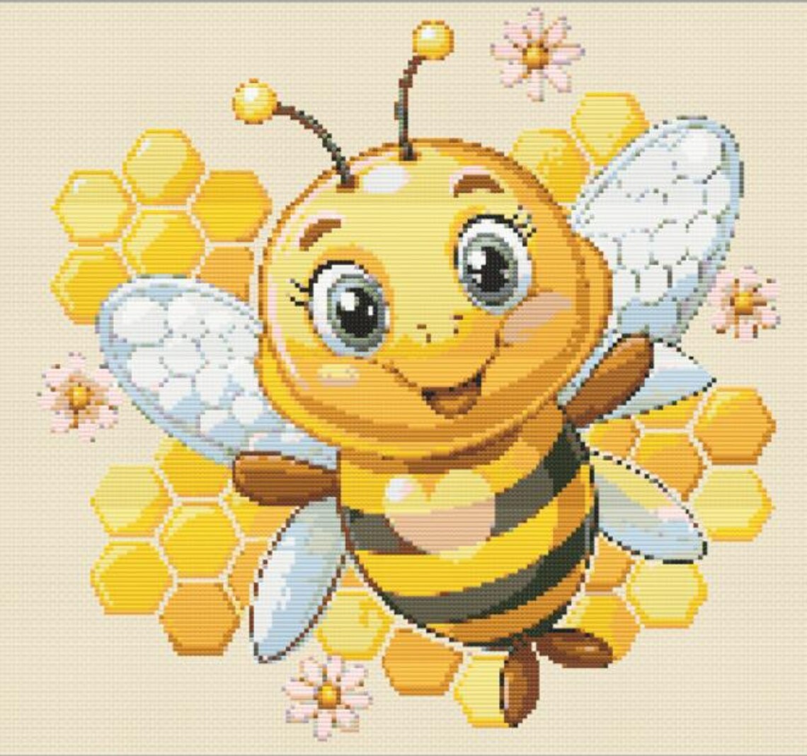 Cross Stitch Bee and Honey, Bee Cross Stitch, Honey Cross Stitch, Comb ...